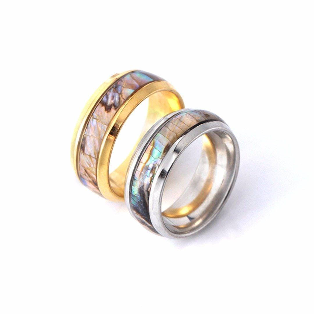 Abalone Shell Stainless Steel Ring – Tree of Color